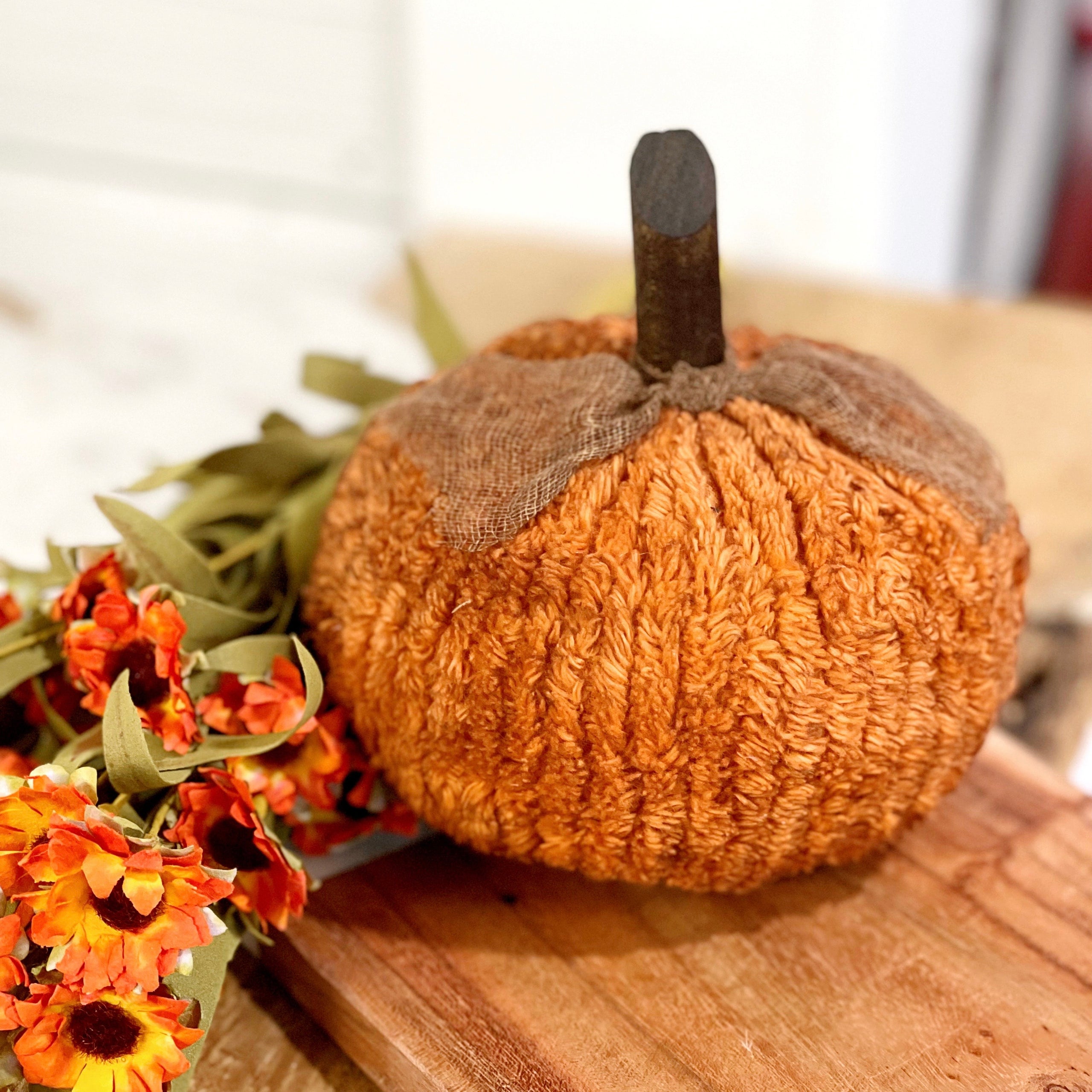 Small Orange Chenille Pumpkin | Hammar's Mercantile